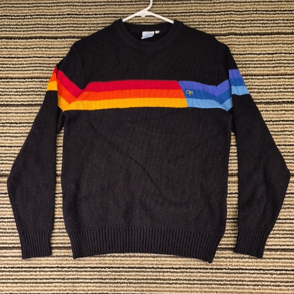 OP | Sweaters | Op Ocean Pacific Black Multicolor Knit Acrylic Mens ...